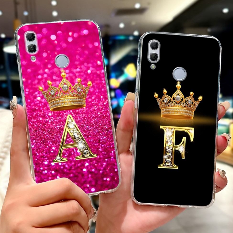 Honor 10 Lite Case HRY-LX1 Clear Cute Fashion A-Z Letters Crown Painted ...