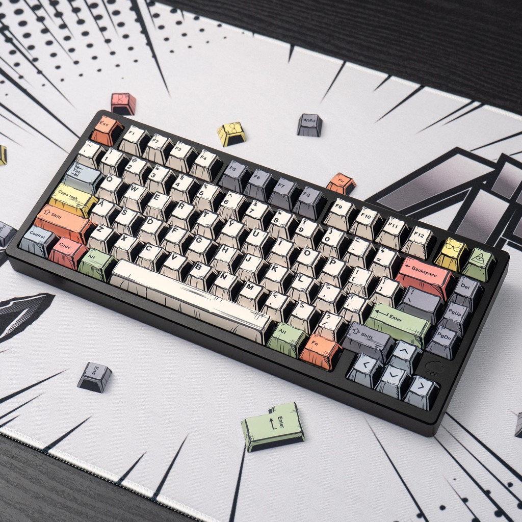 Comic Style Anime Canvas Keycaps PBT Cherry profile or MX Switches ...