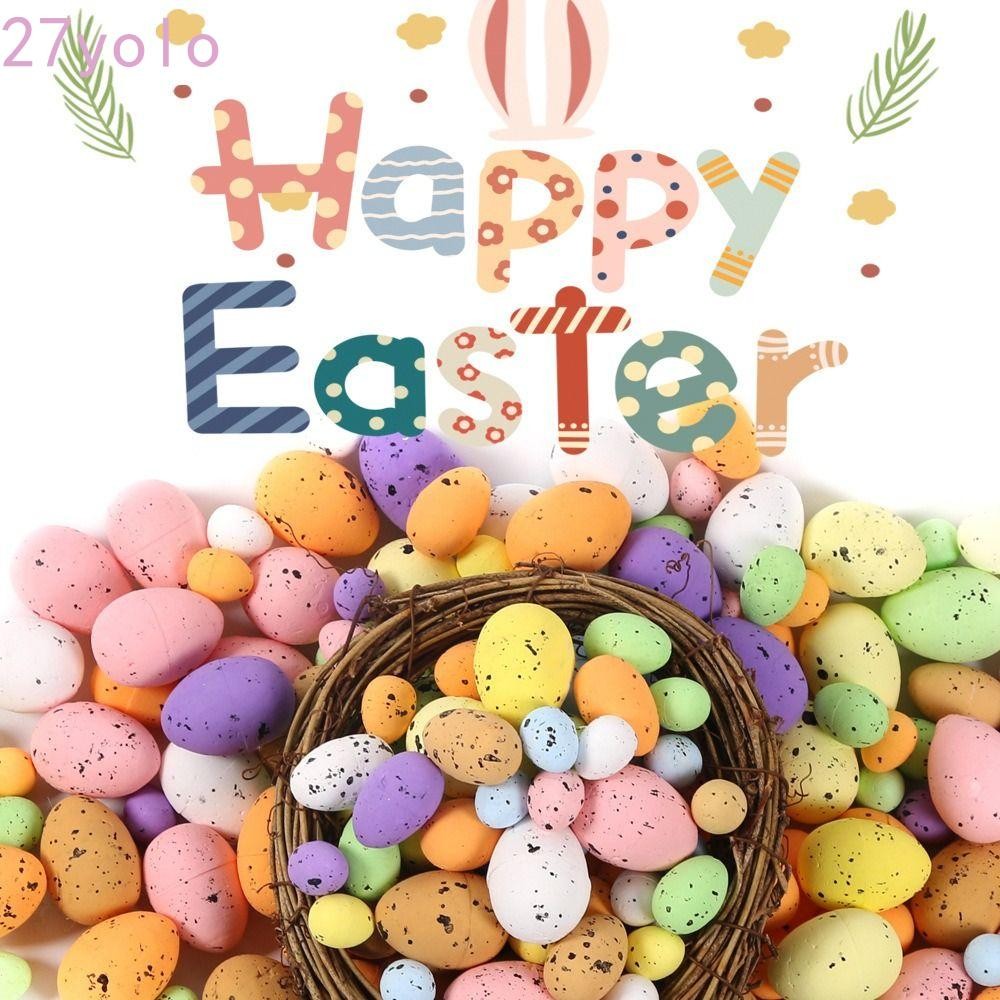 YOLO 100pcs Painted Easter Eggs, Easter DIY Colorful Easter Party Favor ...