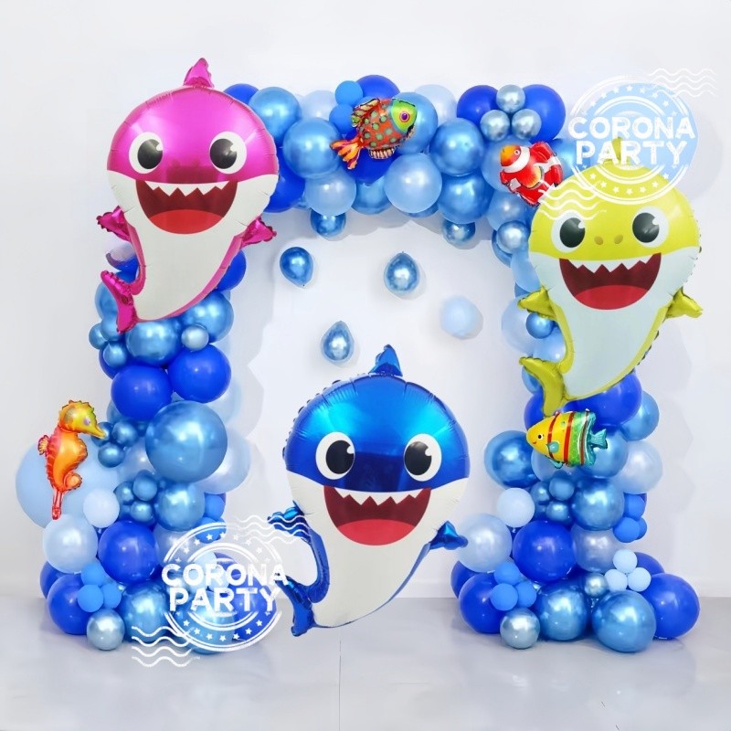 Baby Shark Balloon Garland Arch Kit For Kids Birthday Party Decorations ...