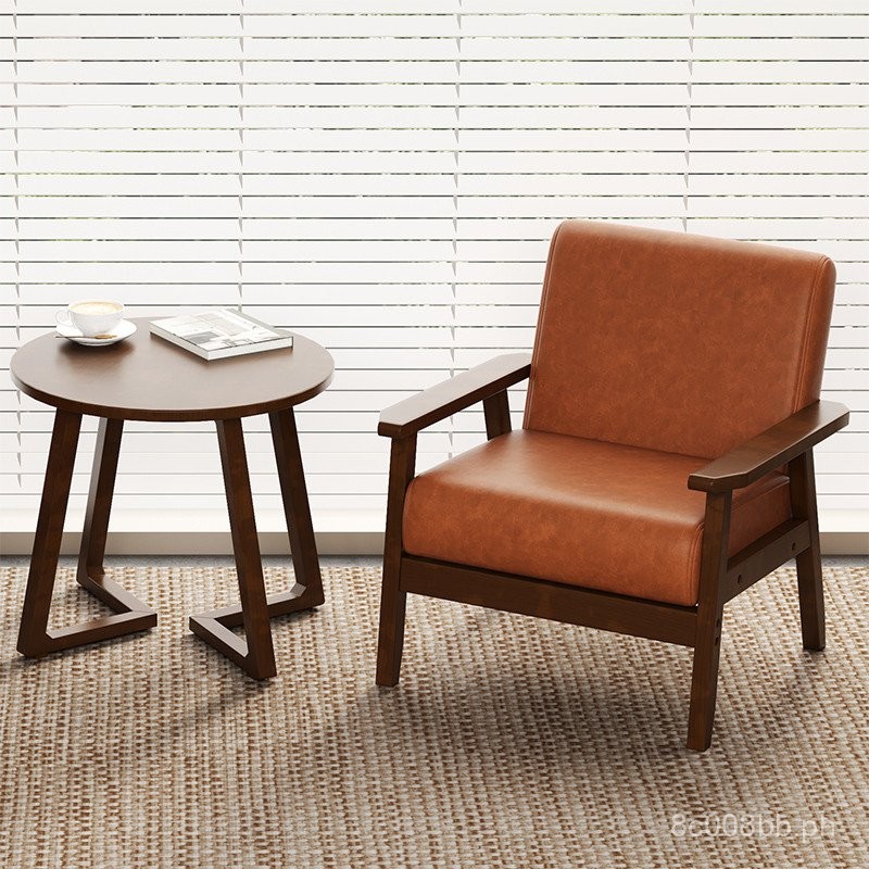 Solid Wood Single Seat Sofa Chair Balcony Bedroom Leisure Chair with ...