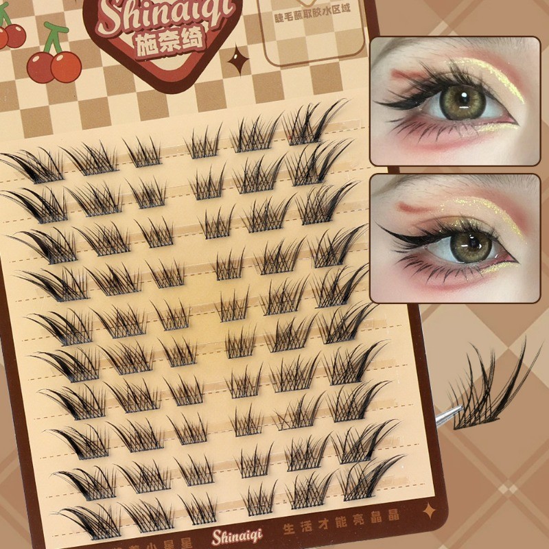 10 Row Glue Free Segmented Wide-stem Fishtail False Eyelashes - Self ...