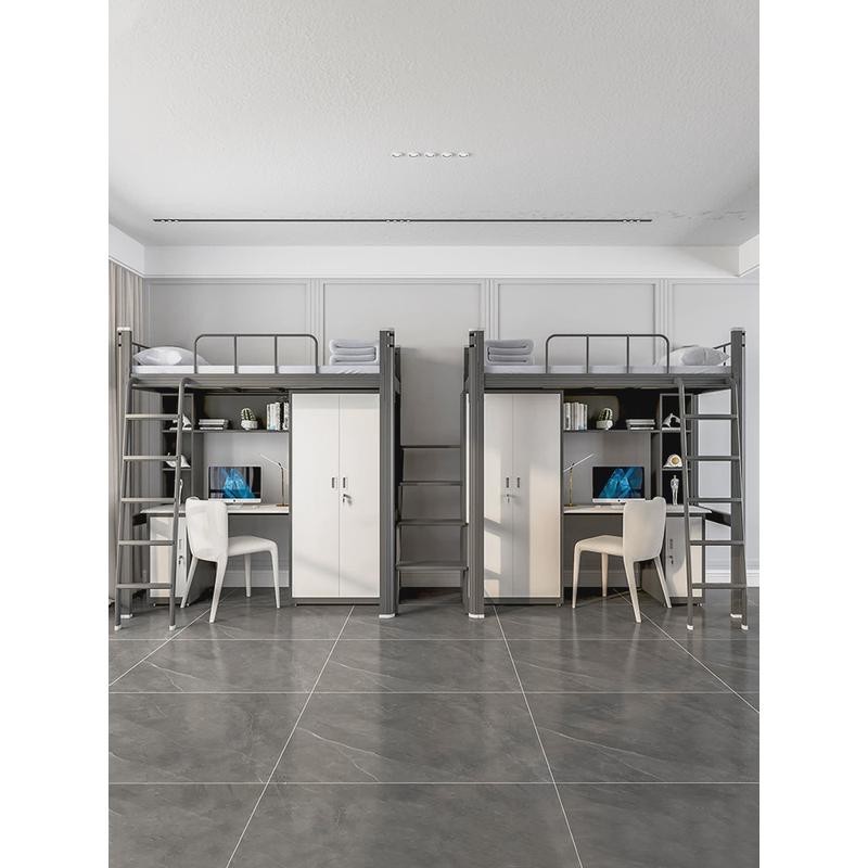 Student Dormitory Upper Bed Lower Desk Combination Thickened Iron Bed ...