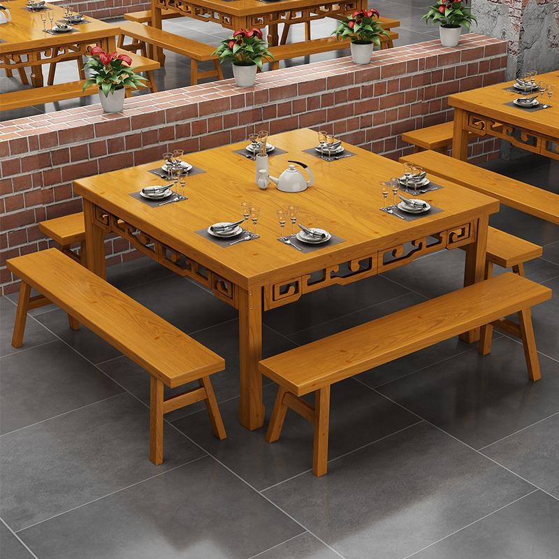 Solid Wood Square Dining Table Restaurant Table and Chair Set Square ...