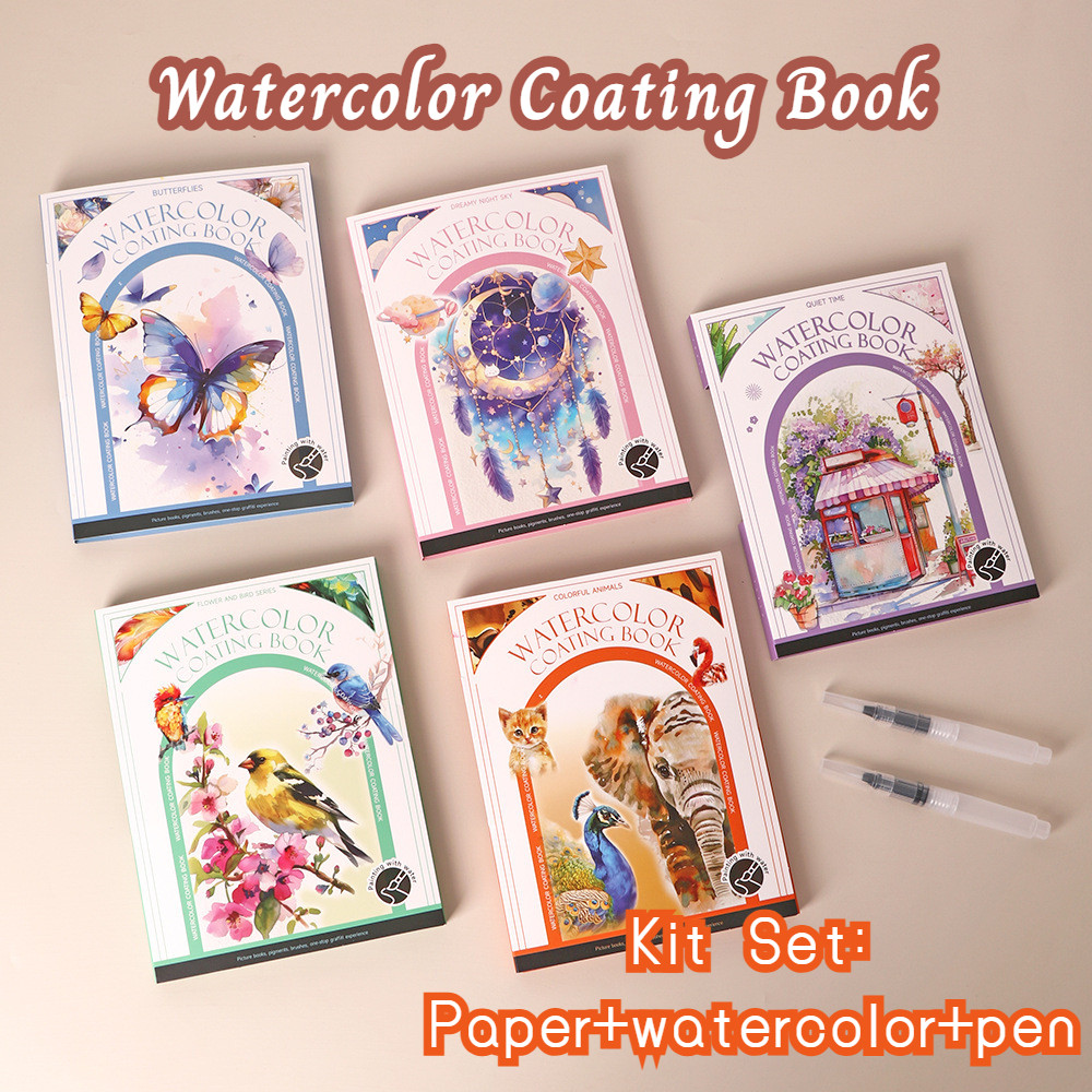 Portable Self-Contained Paint Coloring Watercolor Book, DIY, Tri-Fold ...