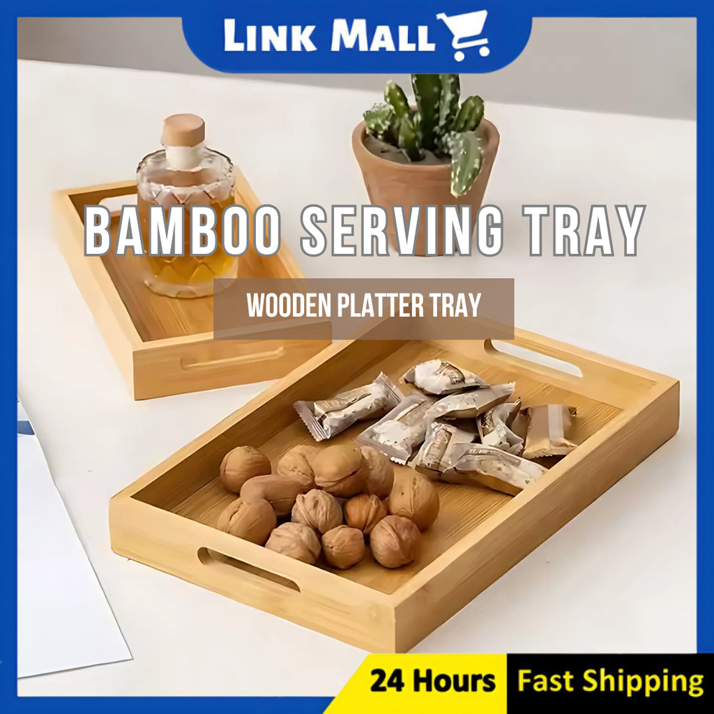 LINK MALL Wooden Tray Food Serving Tray Makanan Dulang Kayu Makanan ...