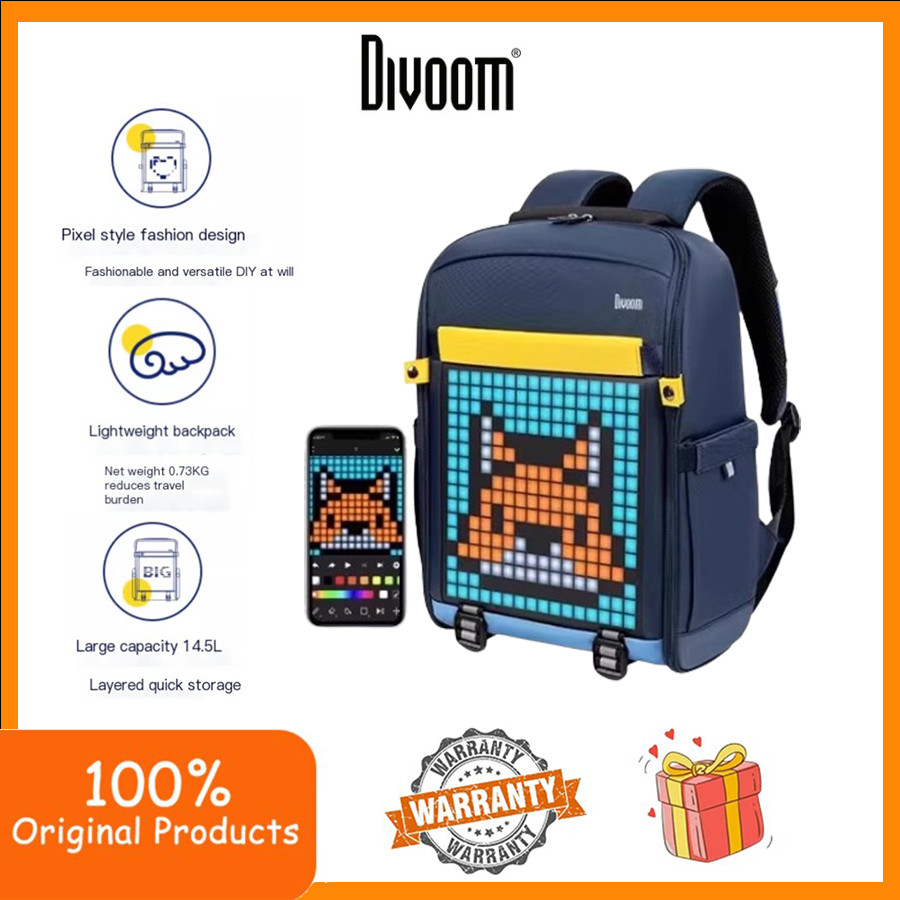 Divoom Pixoo Pixel Art Waterproof Backpack With Customisable LED Screen ...