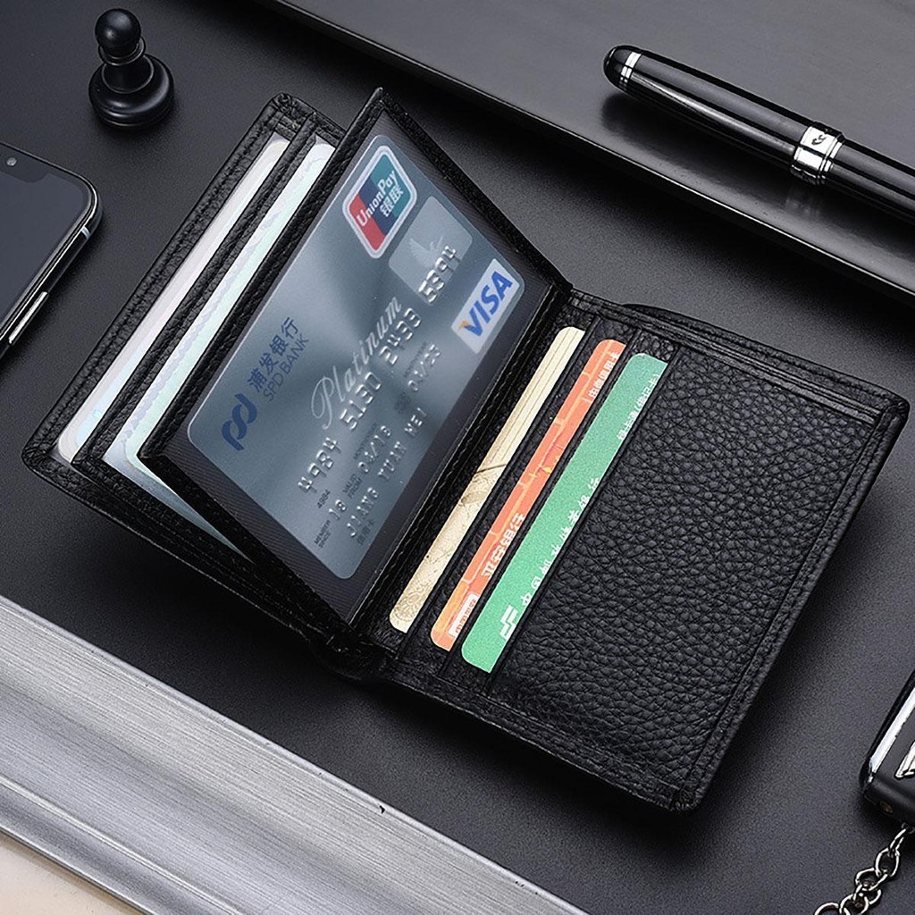 Wallet Men Genuine Leather with Driving Permit and ID Card Slots Men ...