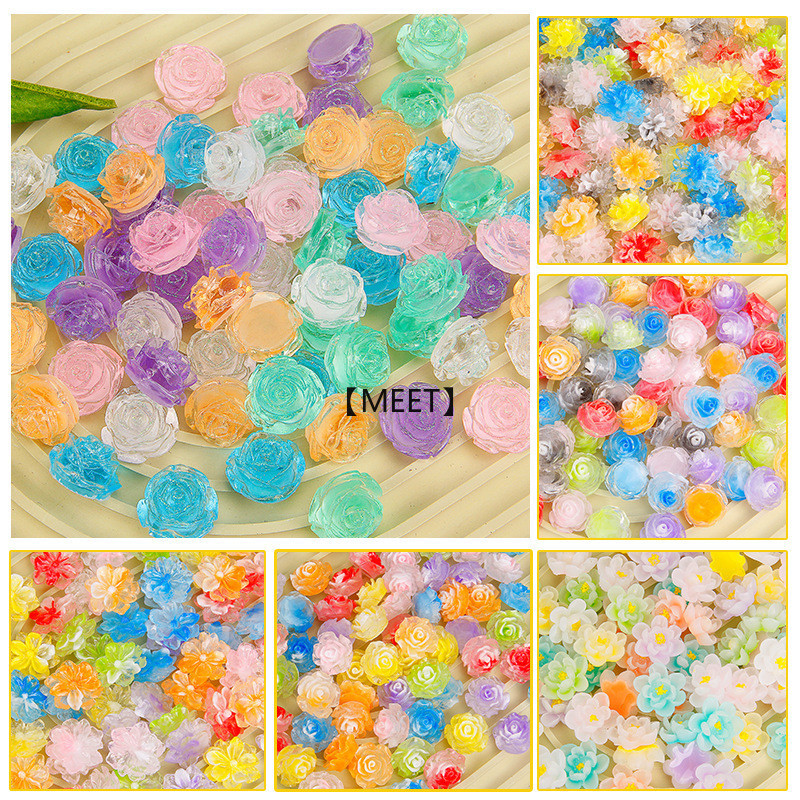 [MEET] 10pcs/bag Luminous Smudge Colorful Semi-Permeable Flower DIY ...