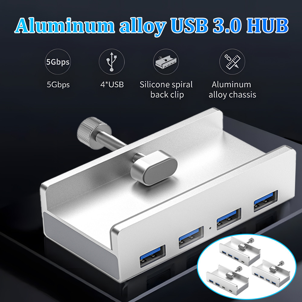 4 Ports Aluminum External Dock Station USB 3.0 Type C Clip HUB with ...