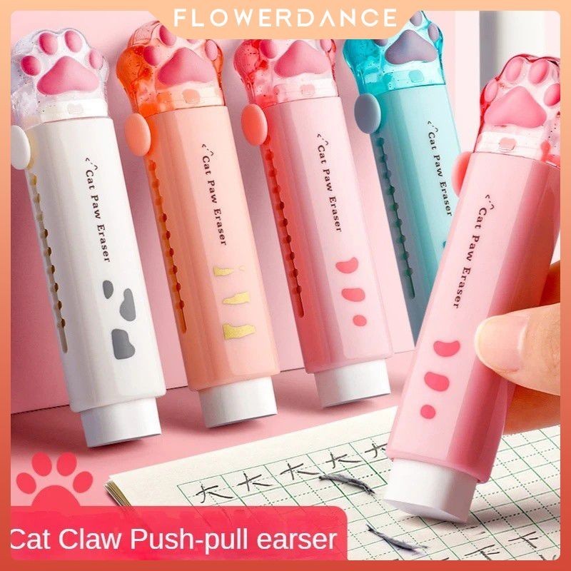 Push-pull Design Eraser Kawaii Cat Paw Telescopic No Scrap Falling ...