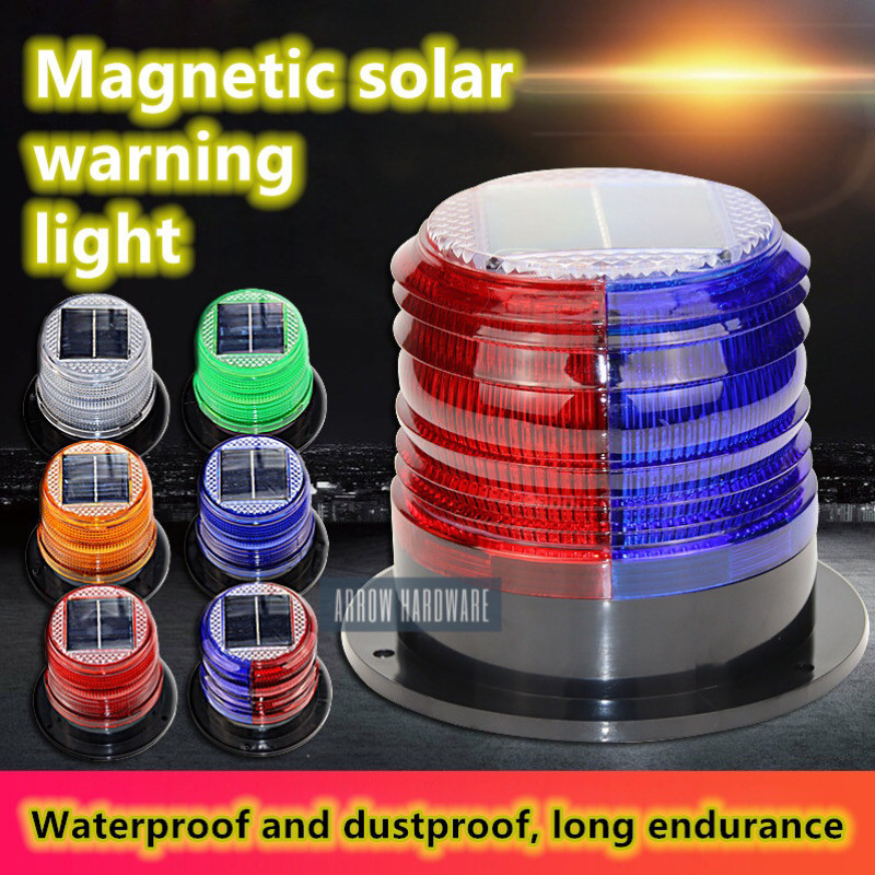 Solar Powered LED Traffic Strobe Warning Lights Flicker Beacon Road Barricade Traffic signal ...