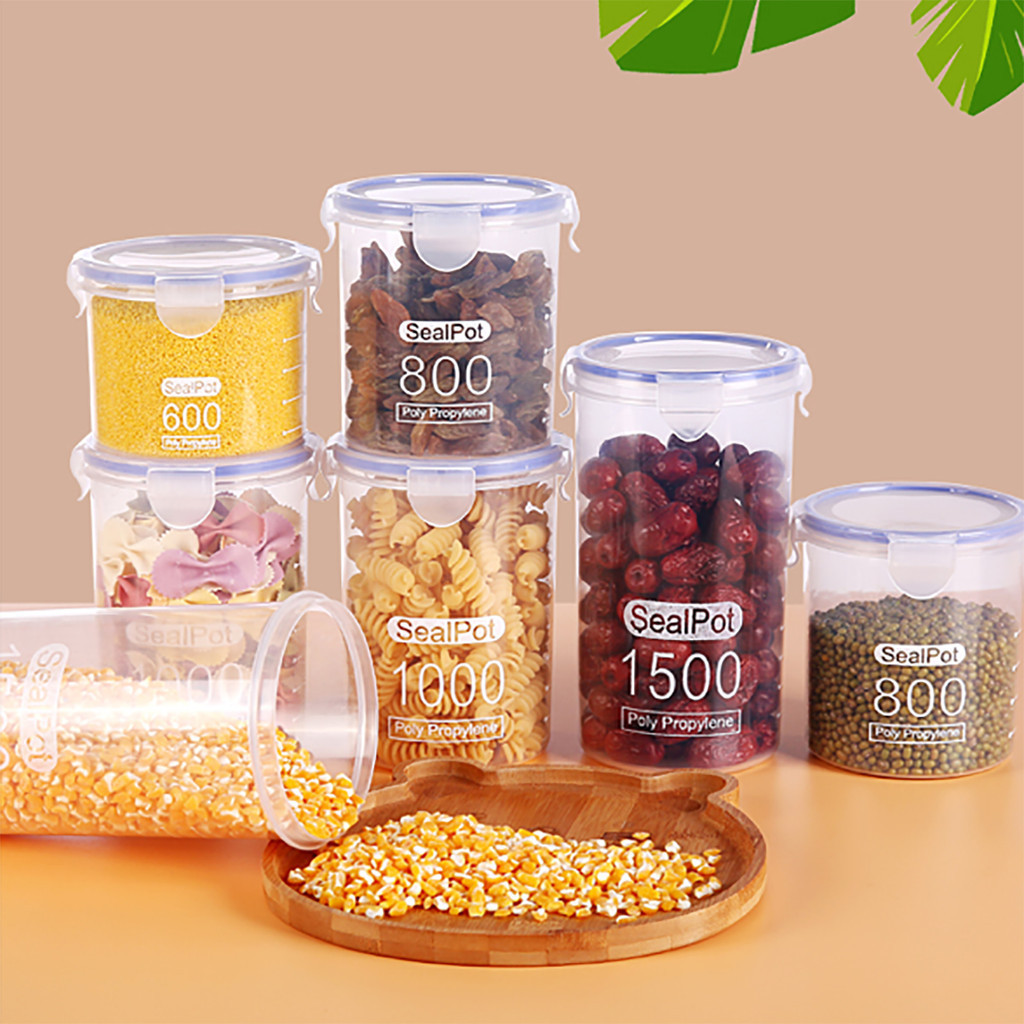 Square Transparent Airtight Snack Storage Organizer Storage Container ...