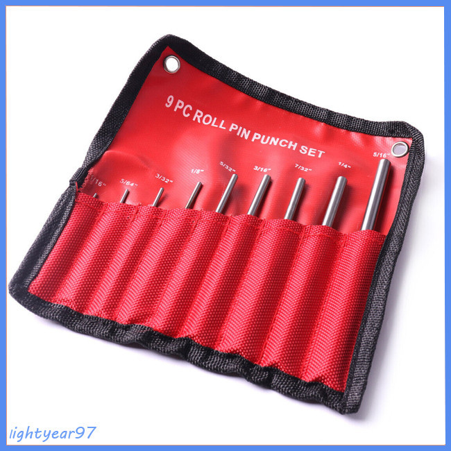 LIGHTYEAR 9pcs Punch Tool Roll Pin Punch Set With Storage Pouch Spherical Tip Portable Pin Punch ...