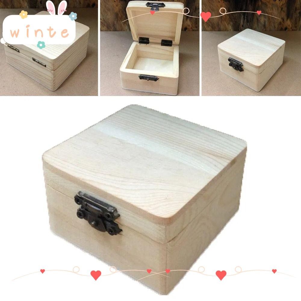 WINTE Wooden Storage Box, Wooden Decoration Pine Jewelry Box, Plain ...