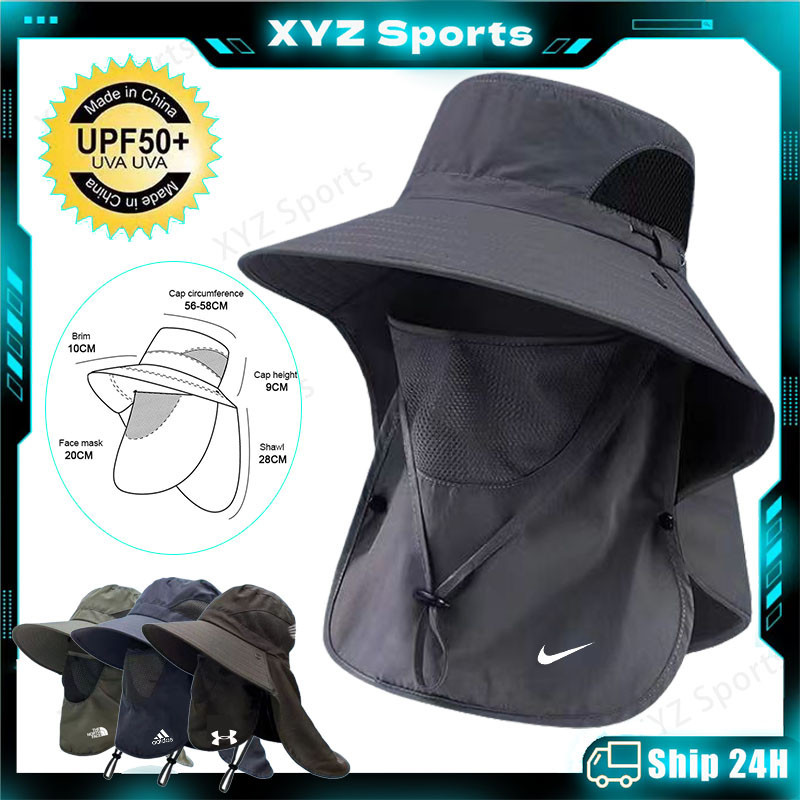 ⚡COD Fishing Hat Neck Flap Waterproof Full Face Cover Topi Penutup Anti ...