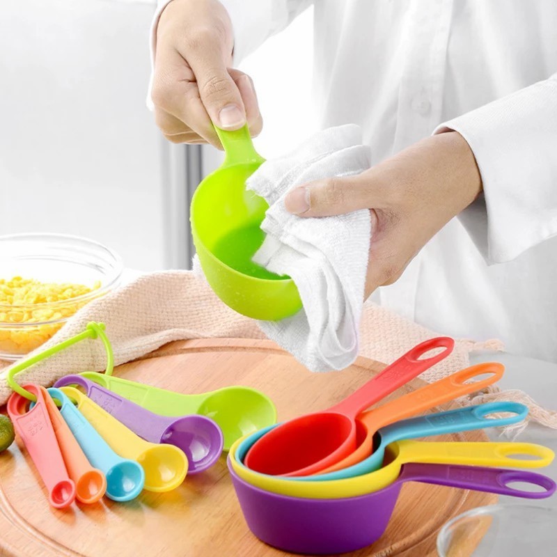 12Pcs Mixed Color Plastic Measuring Cup Spoon Set Scale Kitchen DIY ...