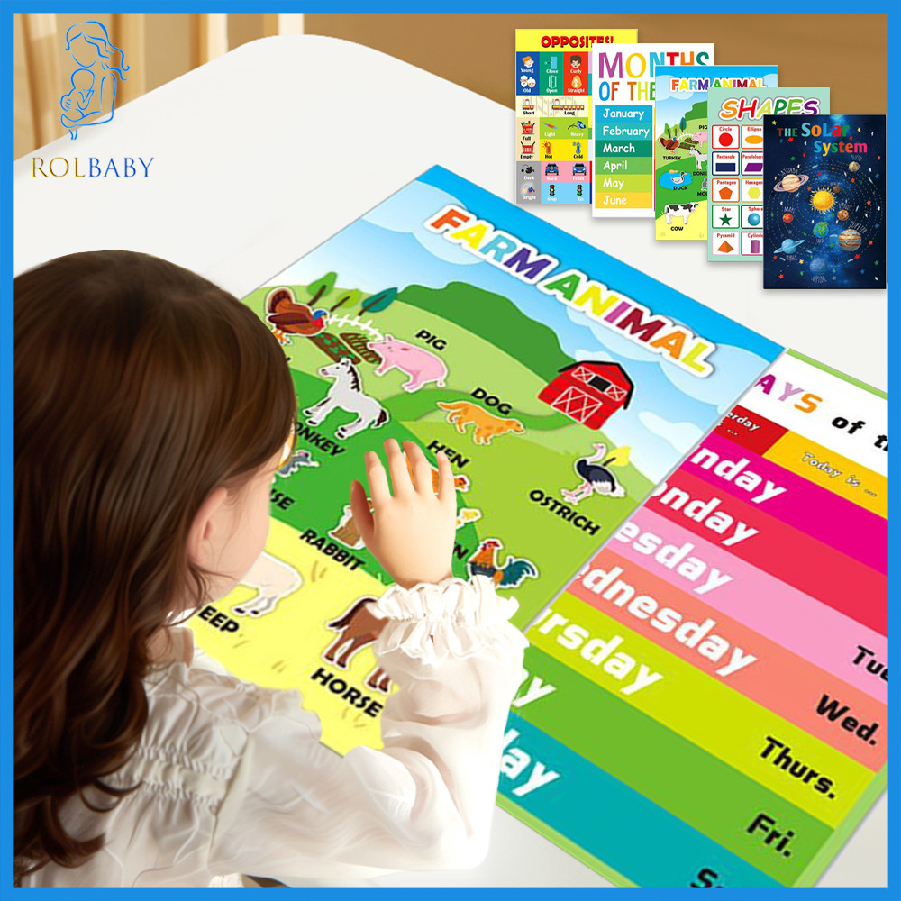 Rolbaby 12 Pcs Chart For Kid Educational Set Wall Educational Chart For ...
