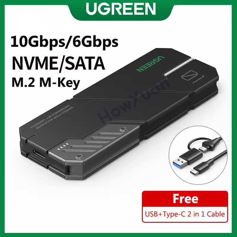 UGREEN M.2 NVMe SATA SSD Enclosure Aluminum 10Gbps External Portable ...