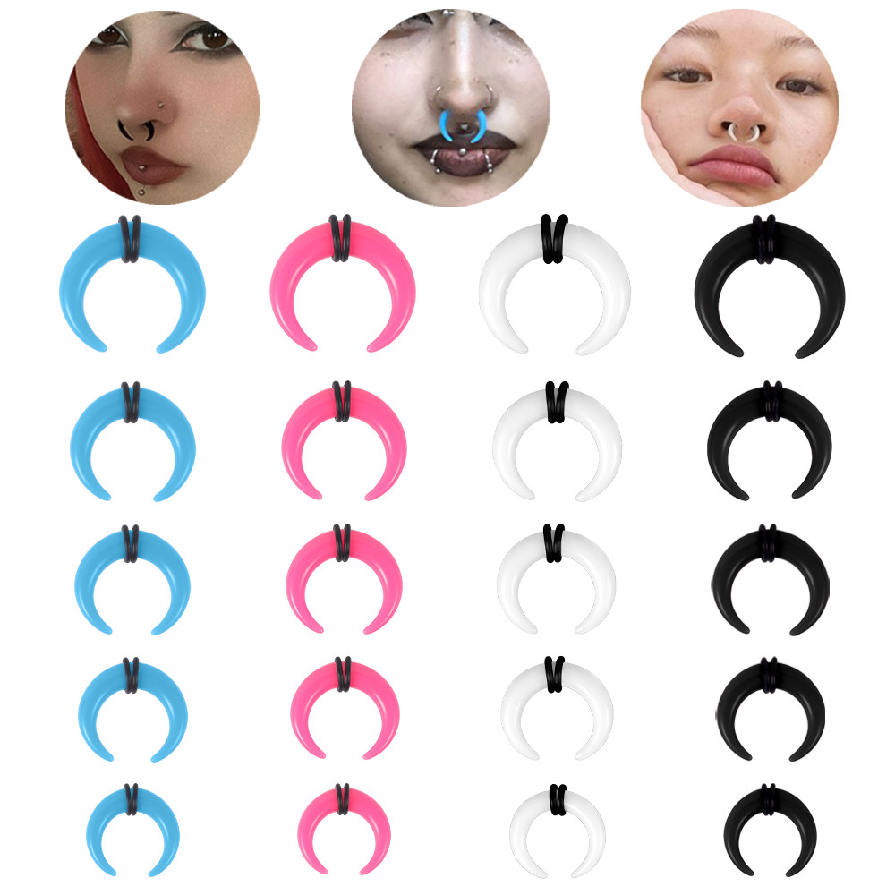 1 PC Acrylic Nose Ring Colorful Septum Piercing Large Size Ear Expander ...