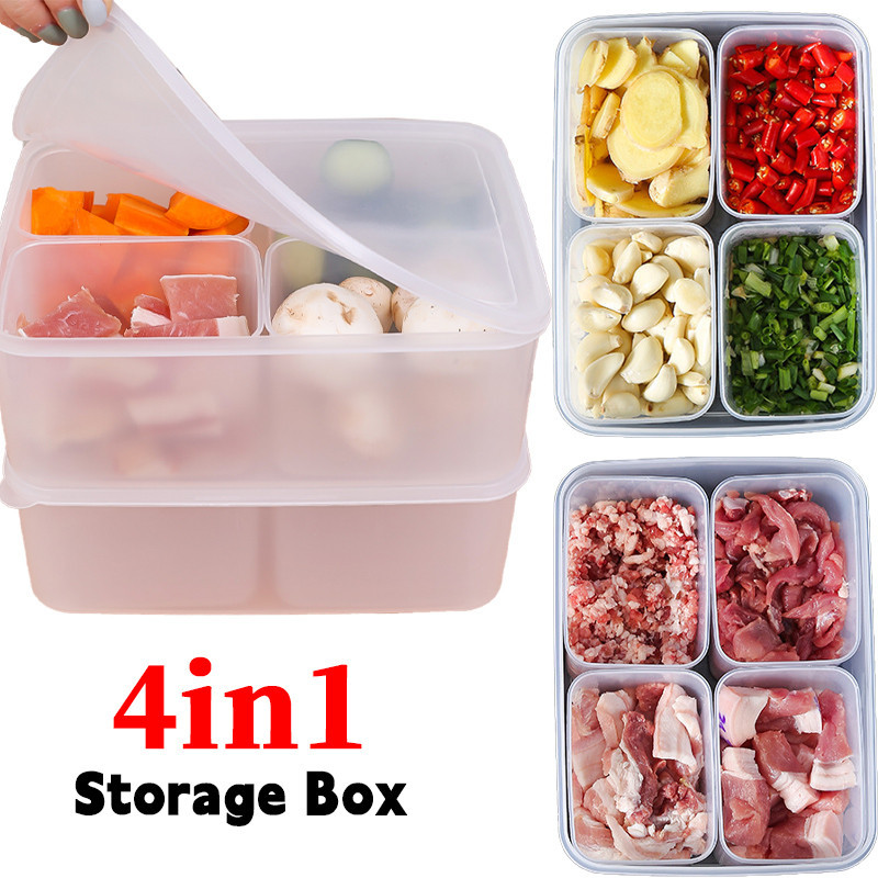 4In1 Transparent Frozen Meat Preservation Box/4Compartments ...