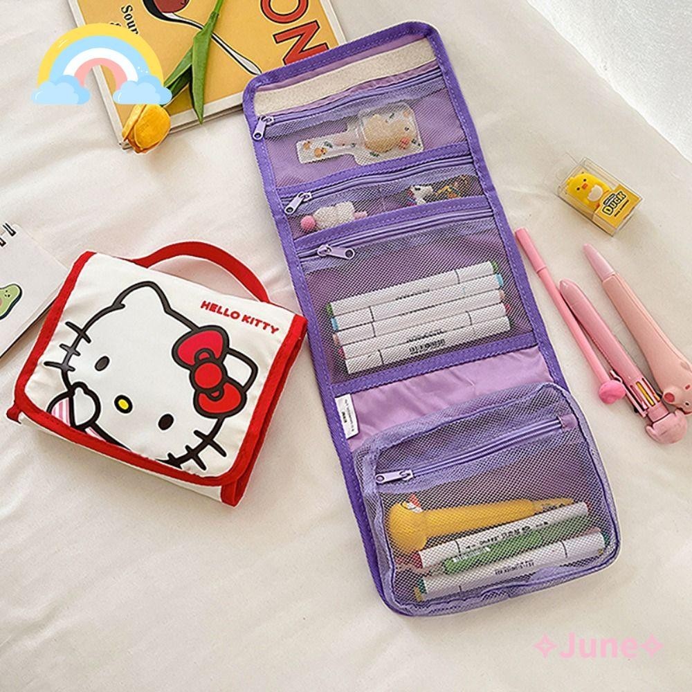 JUNE Foldable Pencil , Kuromi Cartoon Makeup Bag, Kt Cat Large Capacity ...