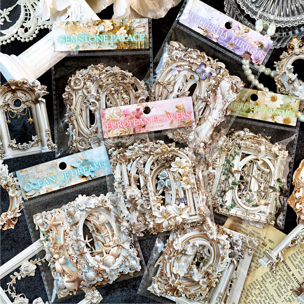 10 Pcs Lace Frames Scrapbook Paper Vintage Hollow Embossed Photo Frame ...