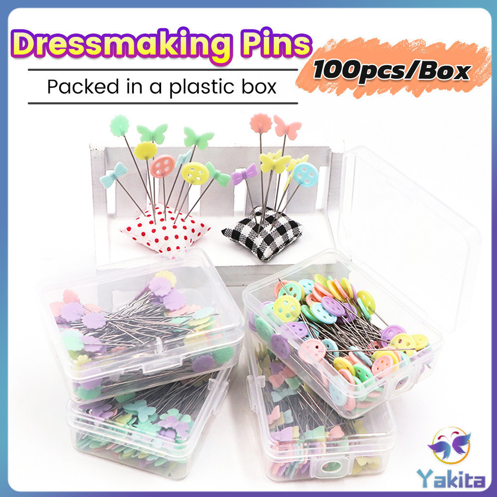 Yaki 100 Pcs/Box Dressmaker Sewing Pins Fixed Pin Embroidery Patchwork ...