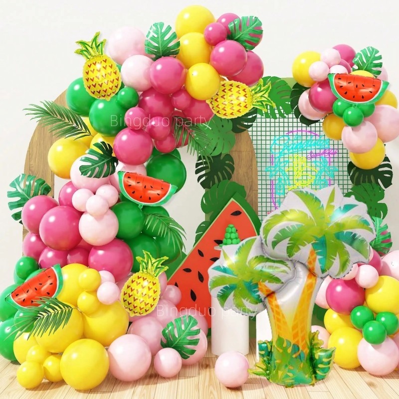 Colorfuol Latex Balloon Garland Tropical Rainbow Watermelon Theme Baby ...