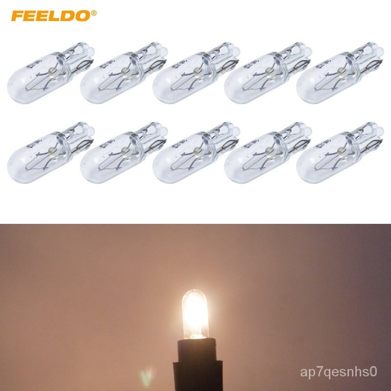 RQ+FEELDO 100pcs Car T6.5 12V 3W Wedge Halogen Bulb External Halogen ...