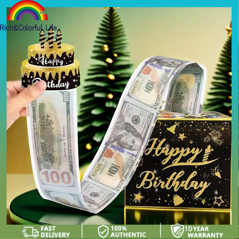 30pcs Surprise Birthday Money Pull-Out Gift Box Pink Gold Happy ...