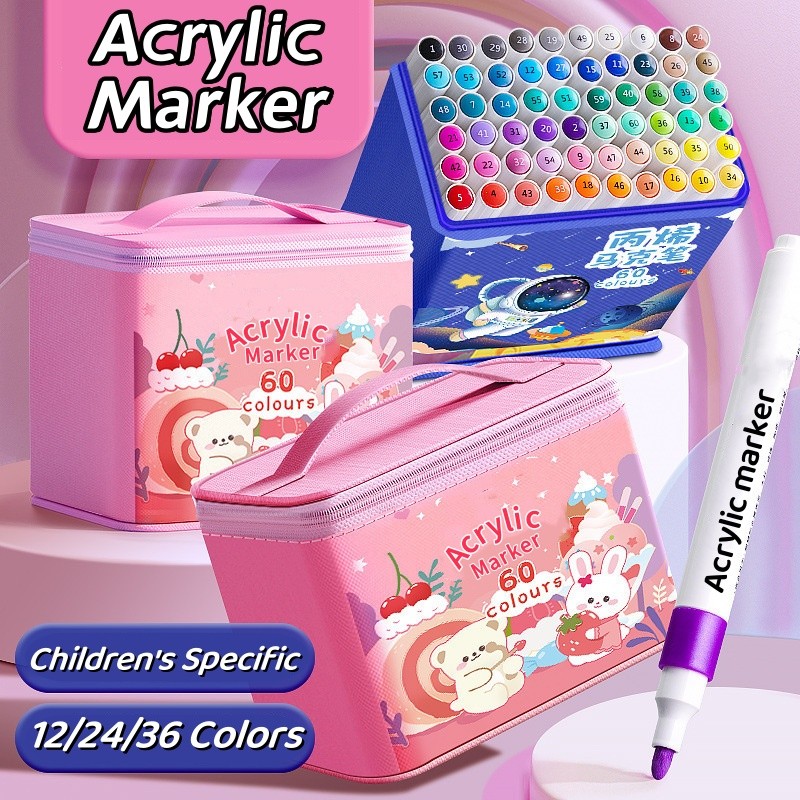 children Acrylic Markers 12/24/36 Colors Acrylic Marker Set Art Quick ...