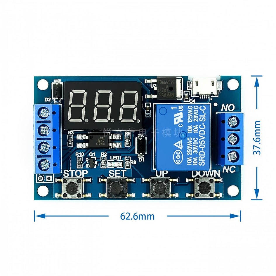 Relay Module One Channel Trigger Delay Cycle Timing Circuit Switch DC 6-30V LED Digital Display ...