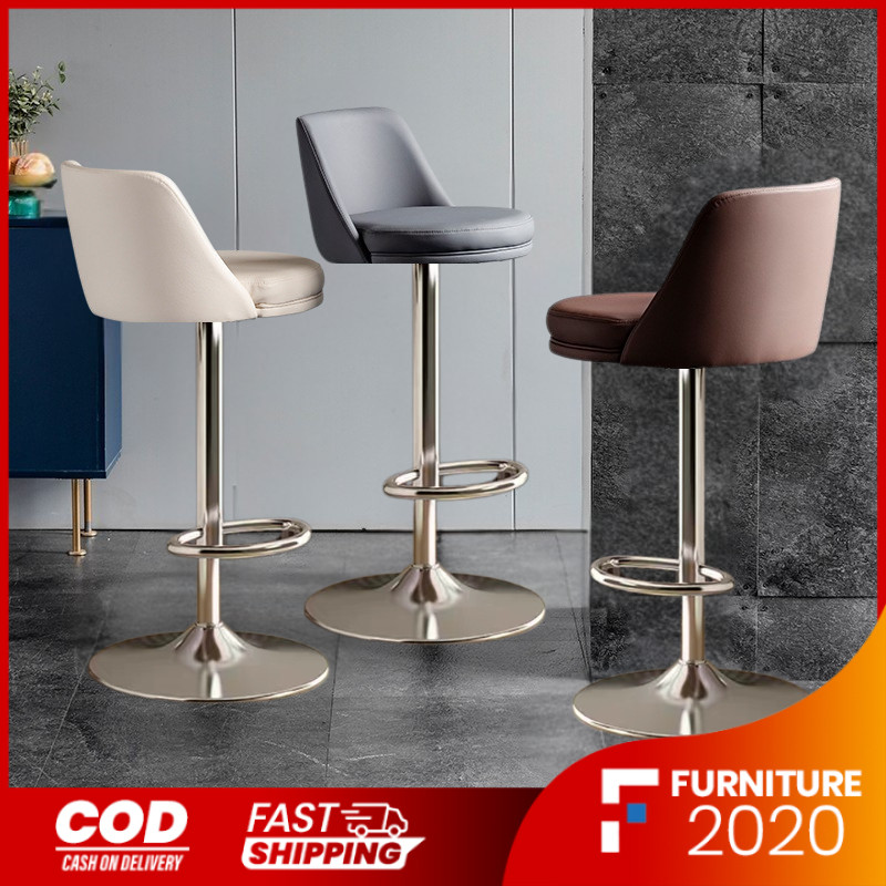 Modern minimalist bar stool lifting swiveling backrest bar stool metal ...