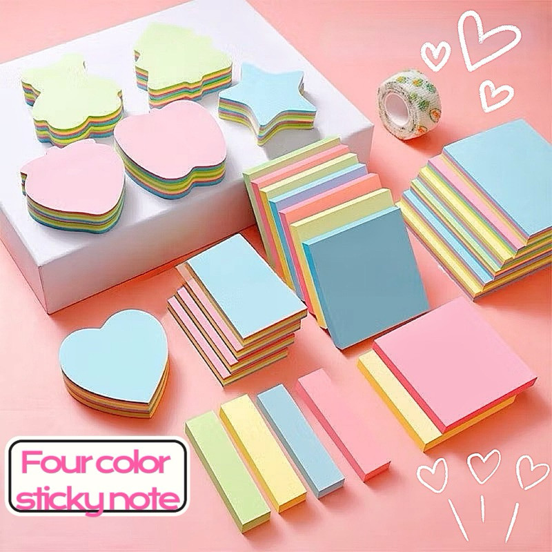 4 Colours Sheets/pad Creative Sticky Notes Notepads Posted Writing Pads ...