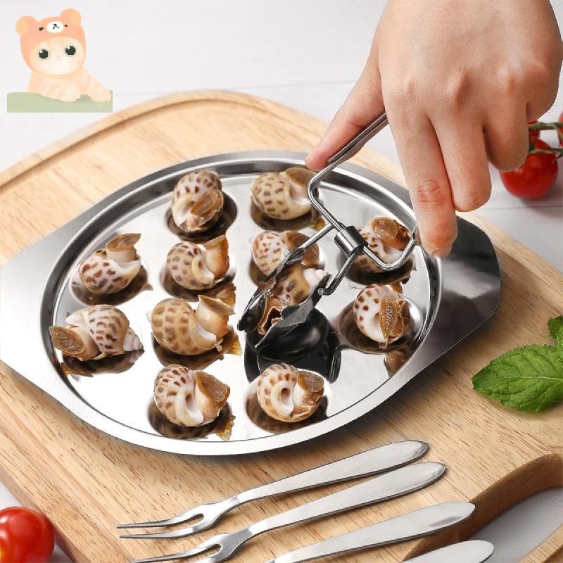 Stainless steel oyster snail plate mushroom serving plate metal snail ...