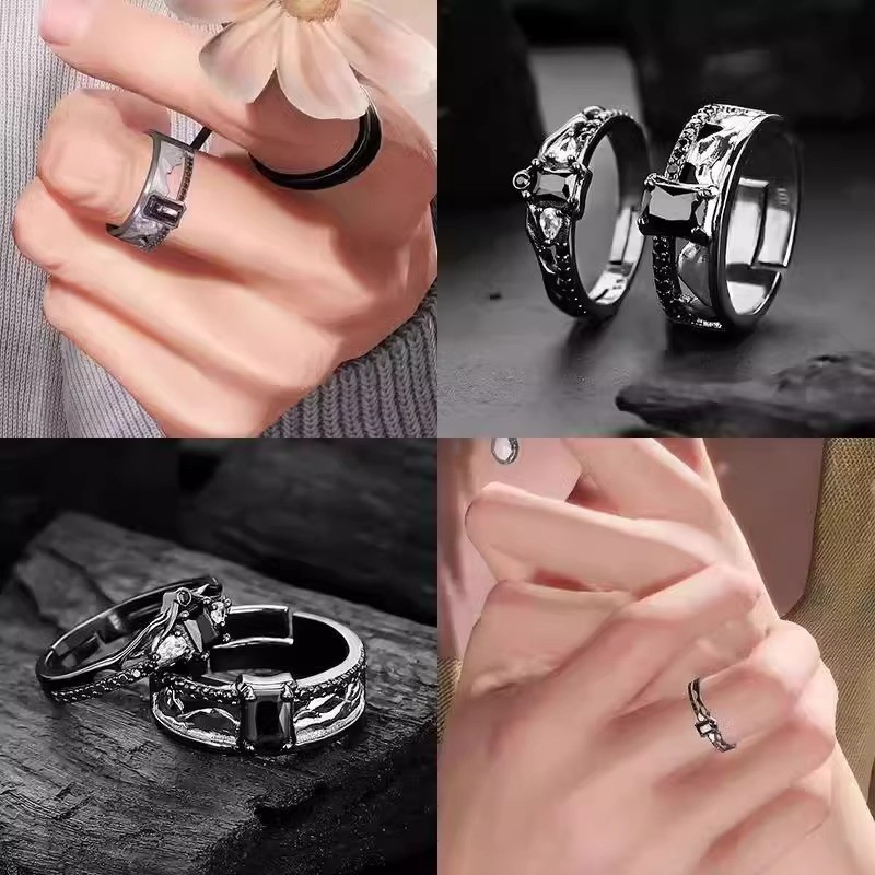 Love and Deepspace Sylus Black Adjustable Couple Rings Anime Wedding ...