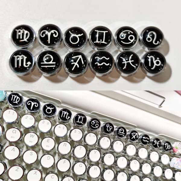 keycaps custom keycaps Handmade 12 Constellation Steampunk Round Unique ...