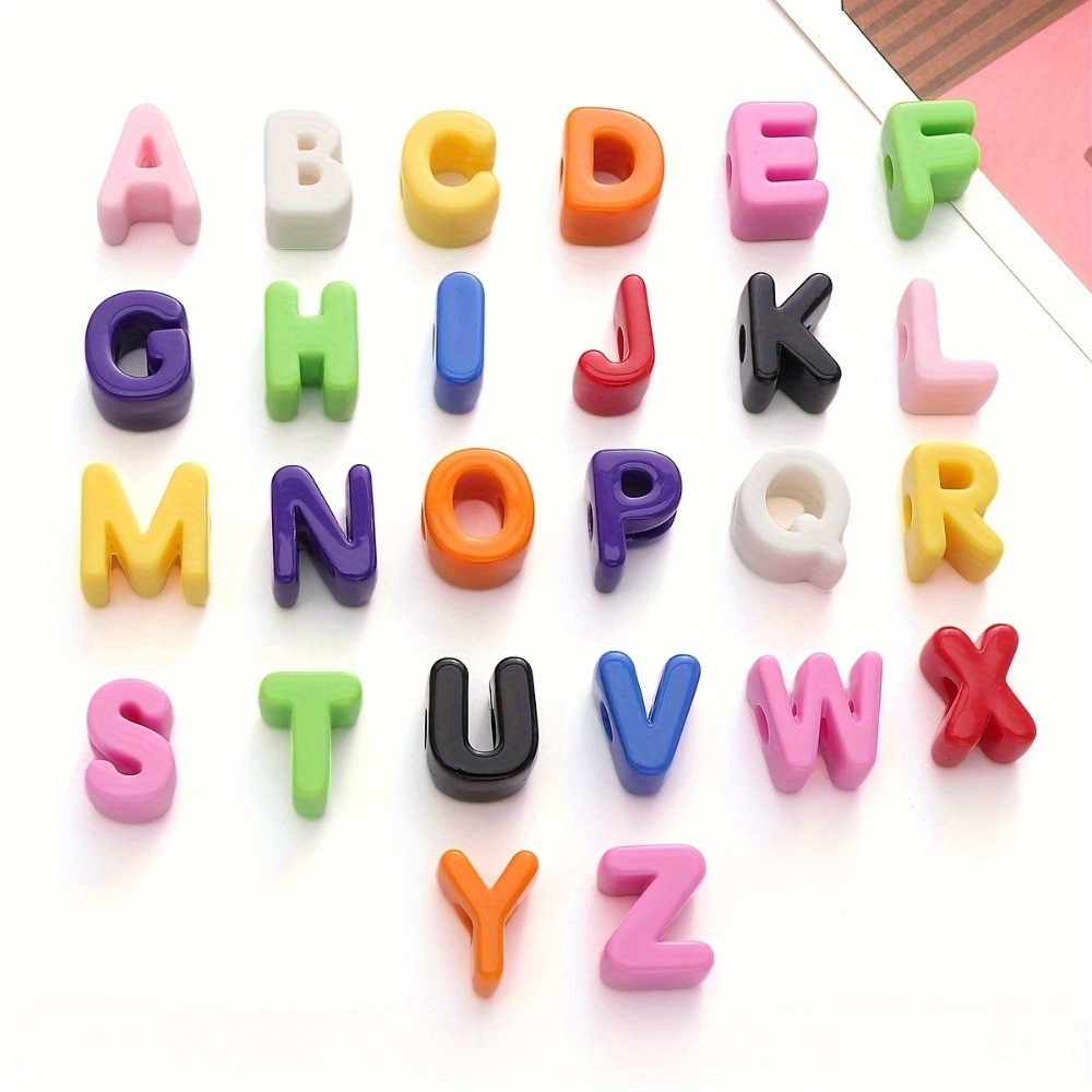 10Pcs/ Acrylic large hole alphabet early education letter A-Z English ...