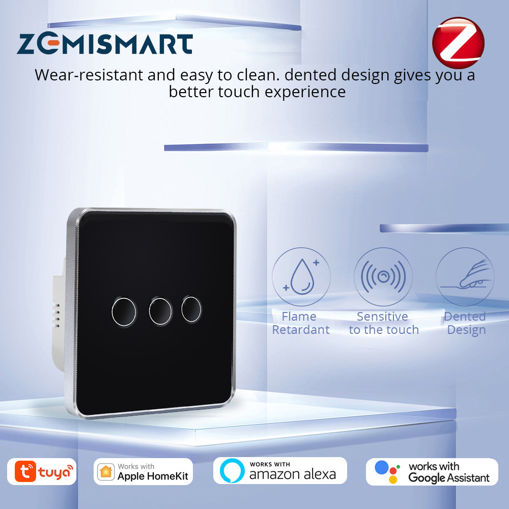 zemismart Tuya Zigbee Smart Touch Button Light Switch 1/2/3/4 gang ...