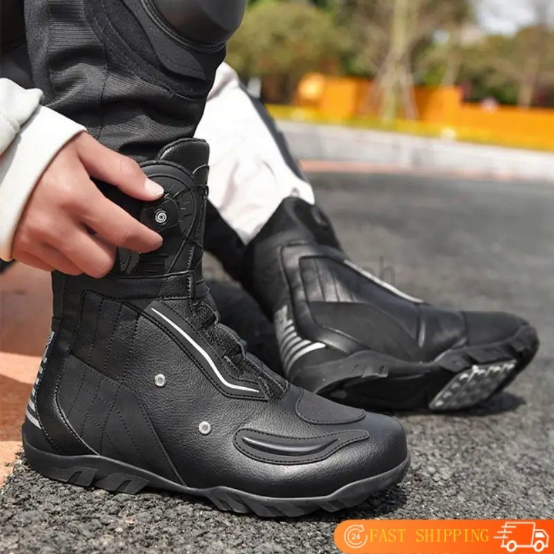 Retro Motorcycle Shoes Men Motocross Boots Waterproof Urban Riding ...