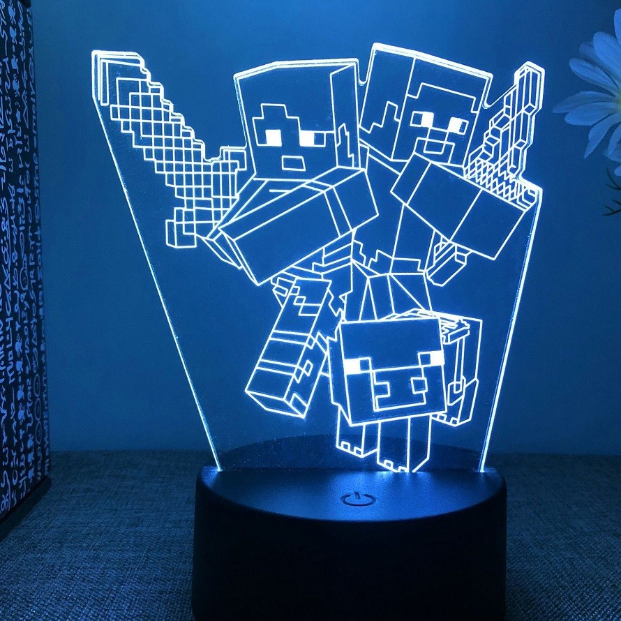 Minecraft Acrylic Night Light LED Colorful Light Creative Atmosphere ...