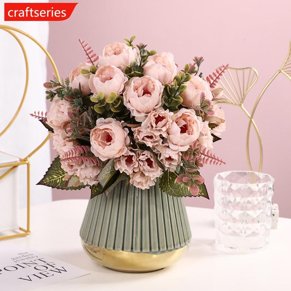 CRAFTSERIES 30cm Artificial Peony Flowers Bouquet Set Hand Bouquet Ins ...