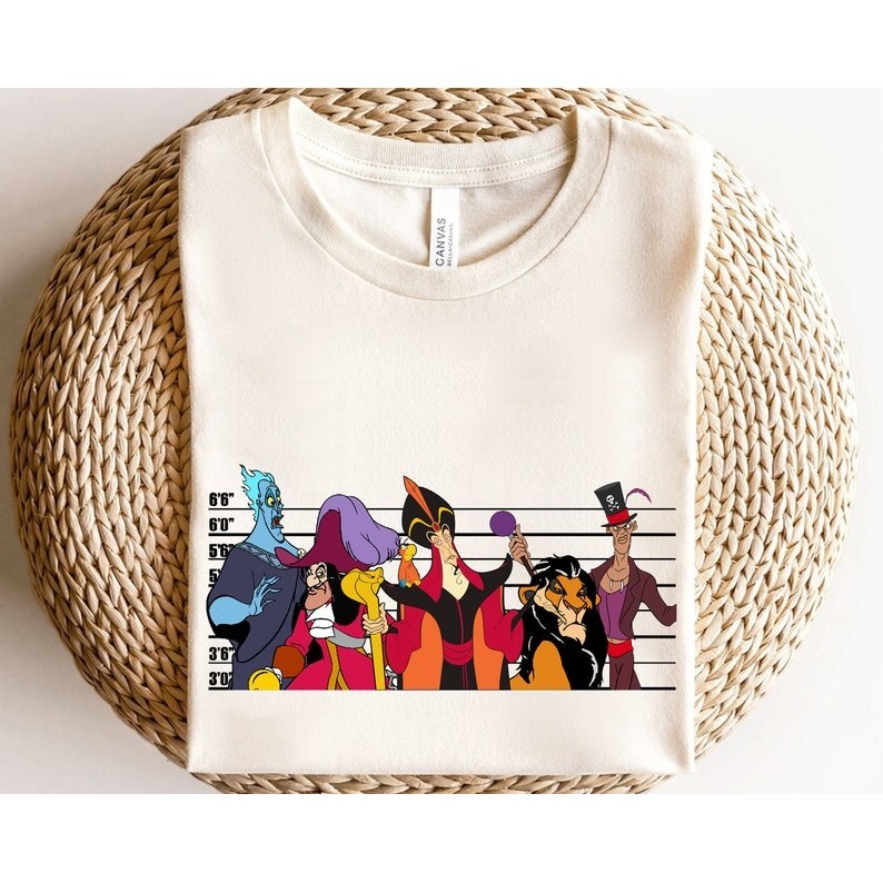 Funny Disney Villains Characters Squad Mugshot Bad Boy Hades Scar Shirt ...