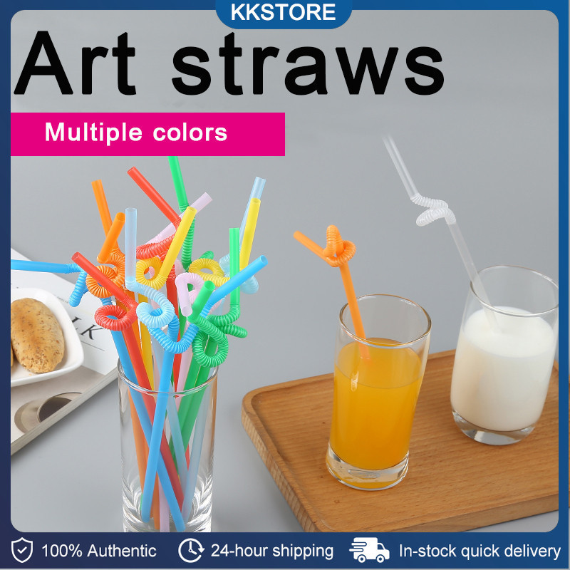 100pcs/Pack 26cm Disposable Colorized Tortuous Thin Milktea Straw ...