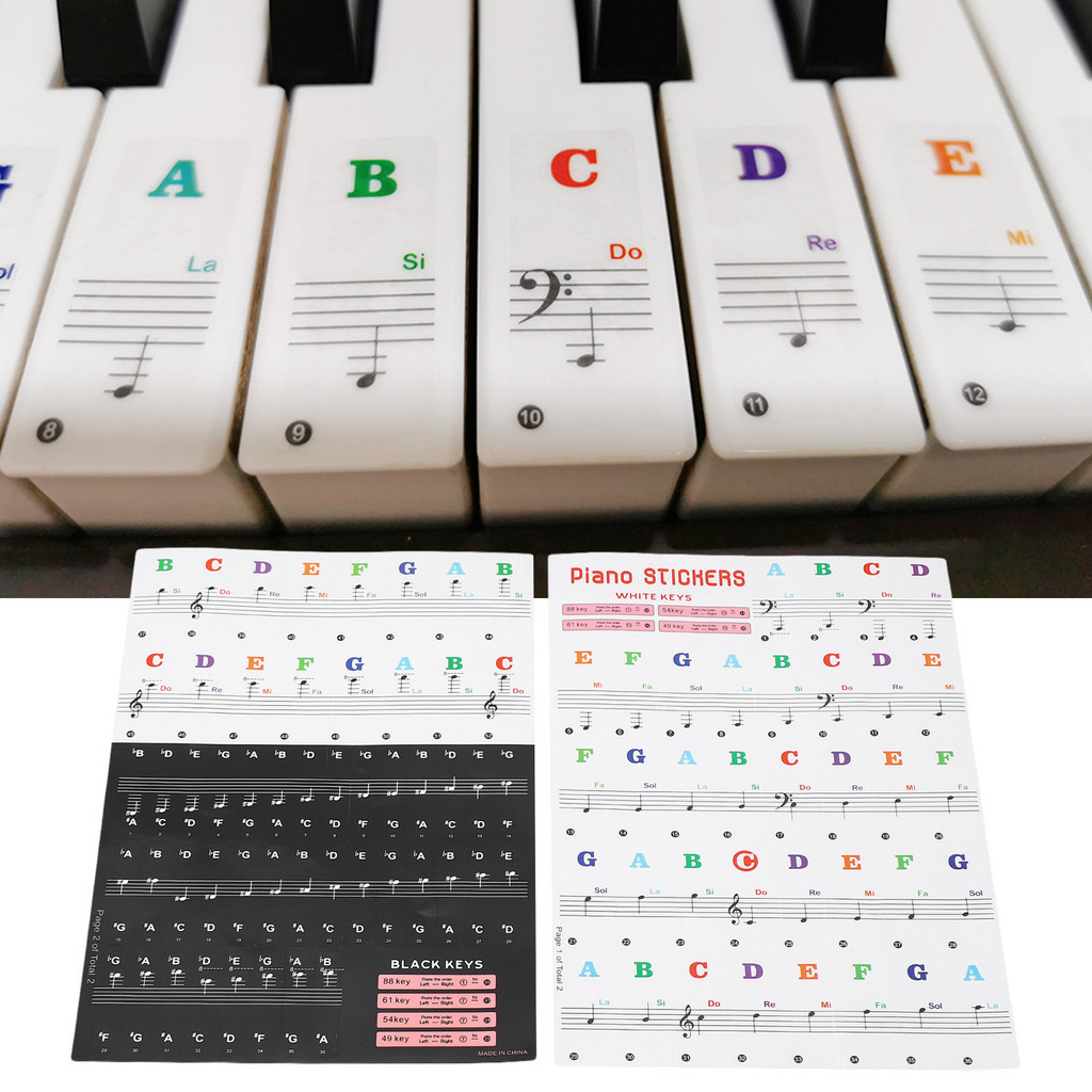 SPR-Piano Keyboard Stickers For 88/61/54/49 Key Self Adhesive Removable ...