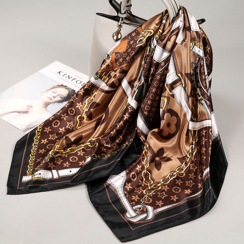 Spring Autumn Korean Small Silk Scarf Female All-Match 90 x 90cm ...