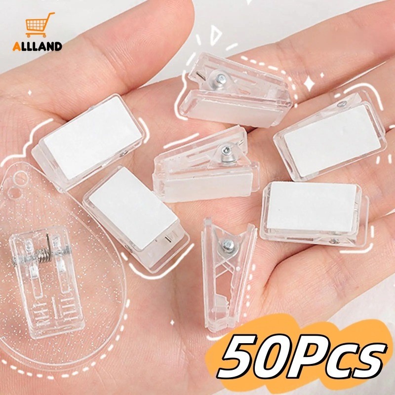 10/20/30/40/50 Pcs Self-Adhesive Clips - Plastic Clear Wall Clips ...