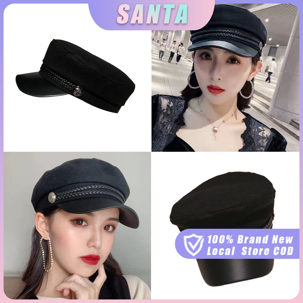 Sailor Cap Unisex Plain Black Flat Beret Cadet Military Army Captain ...