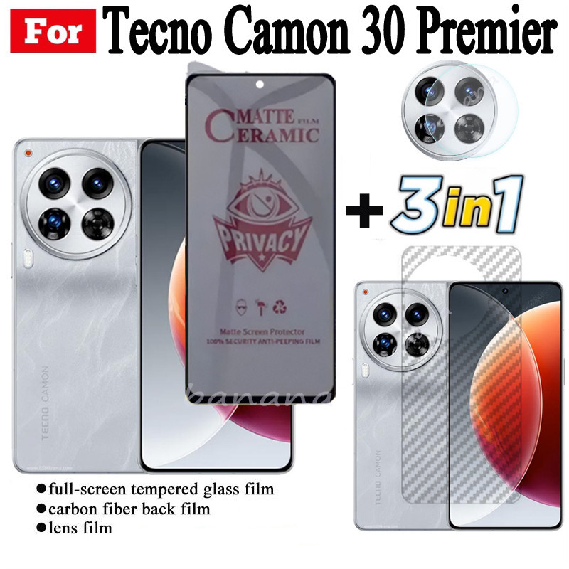 3 IN 1 Tecno Camon 30 Premier Anti-Spy Privacy Ceramic film For Tecno ...